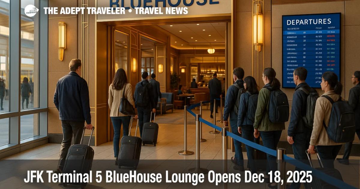 JFK Terminal 5 BlueHouse Lounge Opens Dec 18, 2025