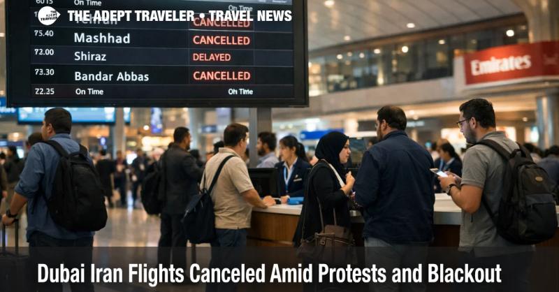 Dubai Iran Flights Canceled Amid Protests and Blackout