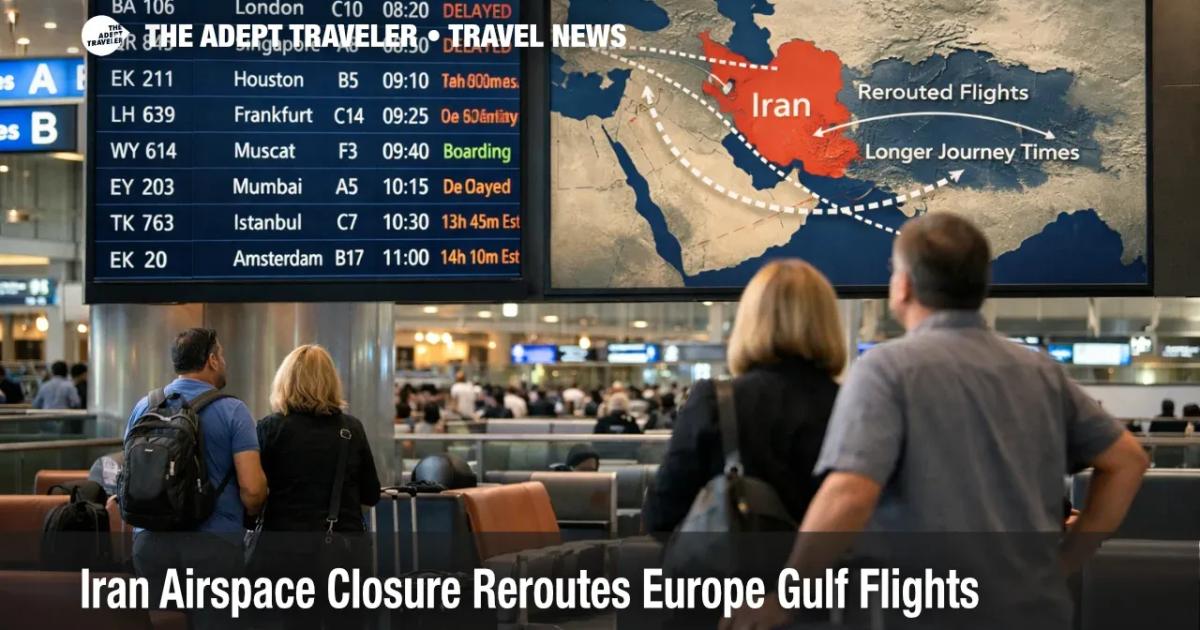 Iran Airspace Closure Reroutes Europe Gulf Flights