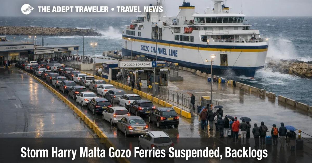 Storm Harry Malta Gozo Ferries Suspended, Backlogs